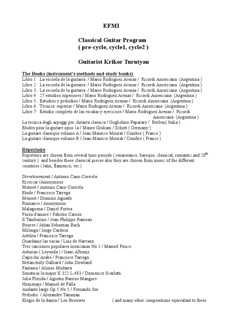 Classical Guitar Program | PDF | Guitarra clásica | Musicología