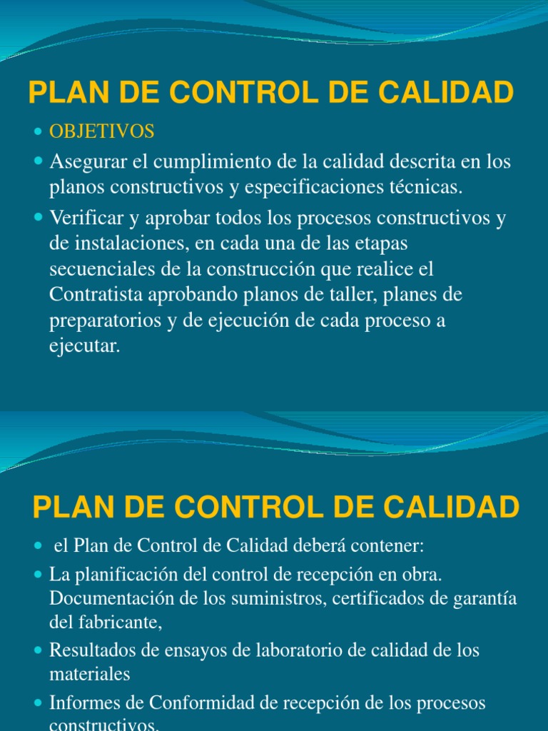 Plan de Control de Calidad | PDF | Calidad (comercial) | Fabricación e ...