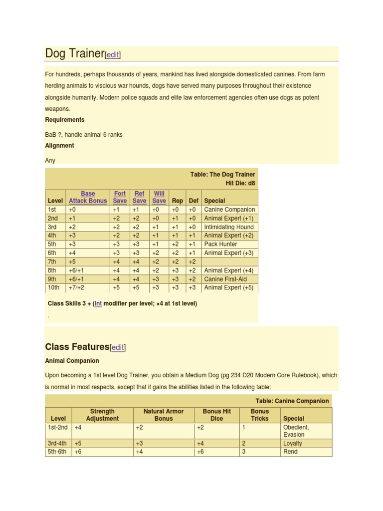 Dog Trainer: Class Features | PDF | Dogs | Gaming