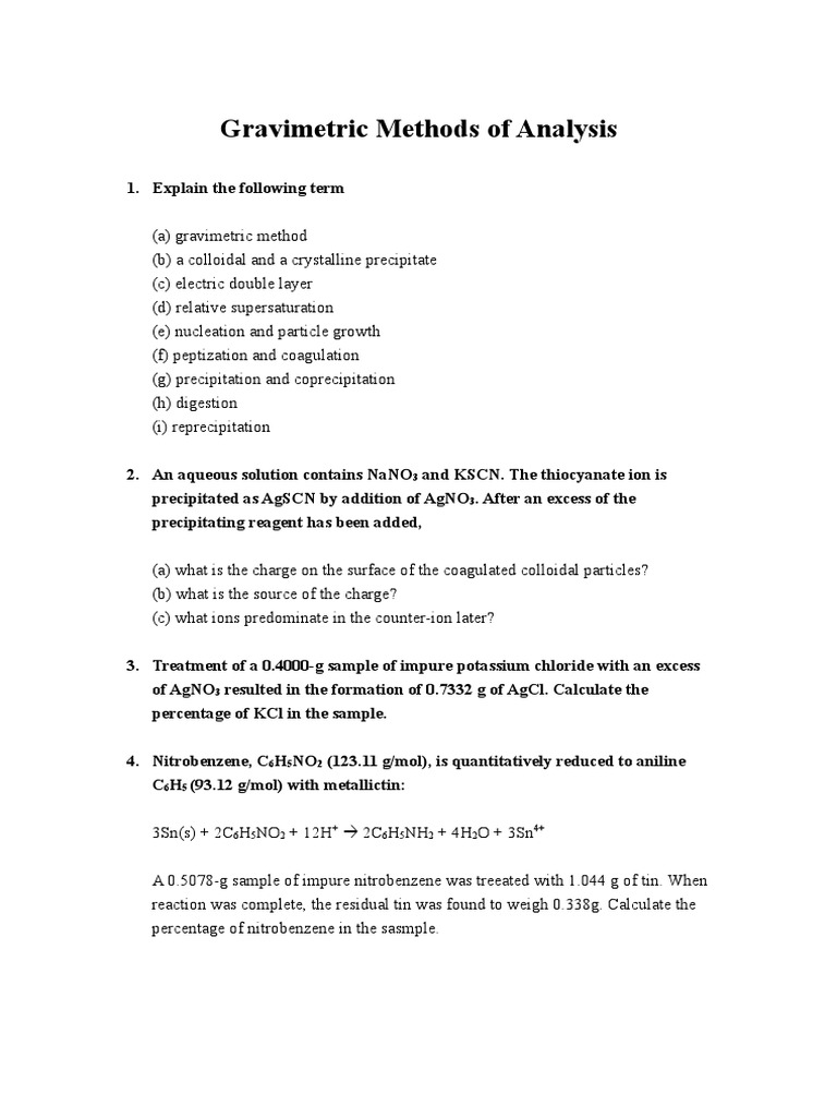 Gravimetric Methods | PDF | Teaching Methods & Materials | Science ...