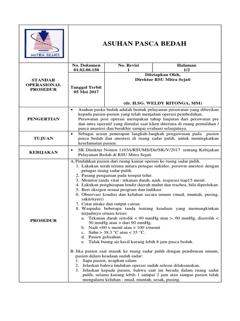Asuhan Pasca Bedah | PDF