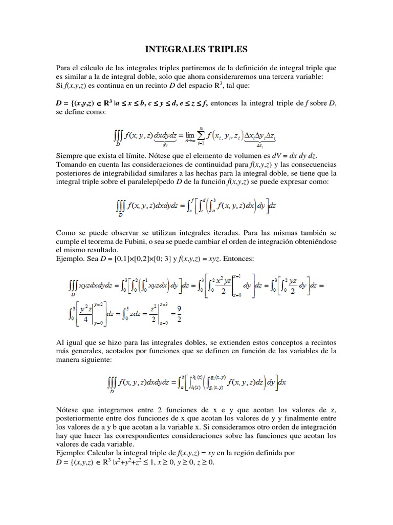 Integrales Triples | PDF | Sistema coordinado | Integral