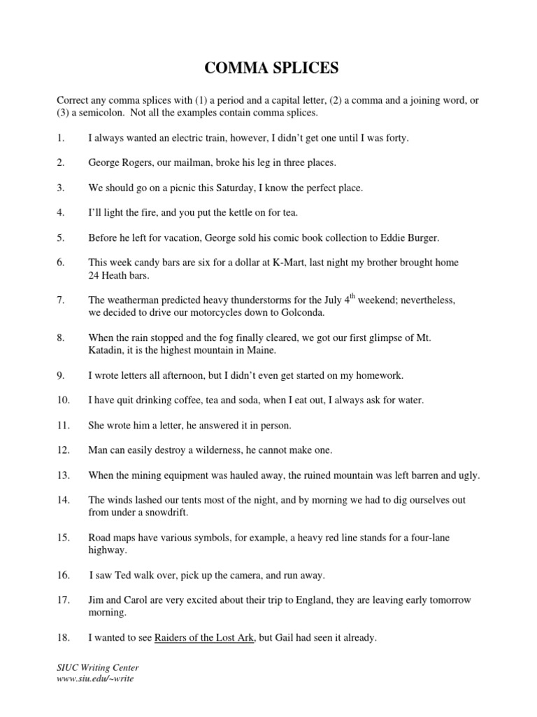 Comma Splice Practice | Language Mechanics