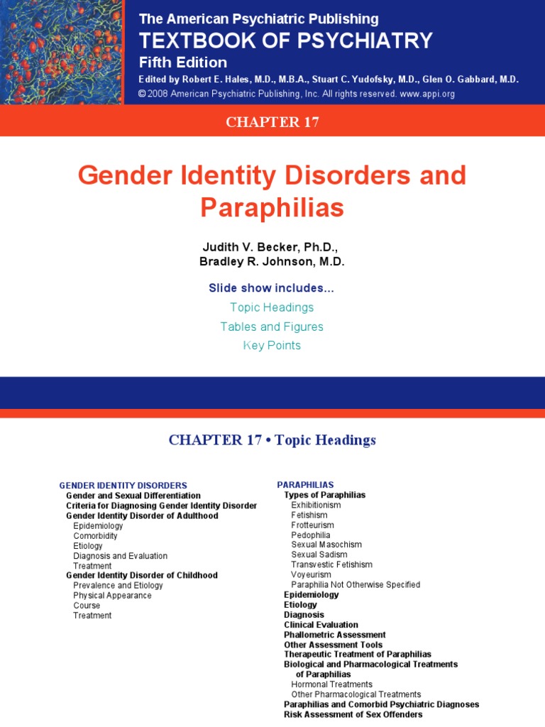 Gender Identity Disorders and Paraphilias: Textbook of Psychiatry | PDF ...
