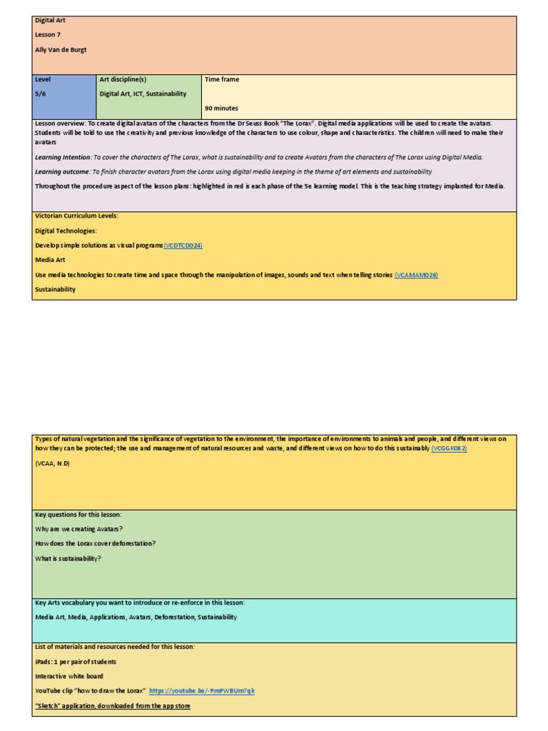 Media Art Lesson Plan | PDF | Educational Technology | Sustainability