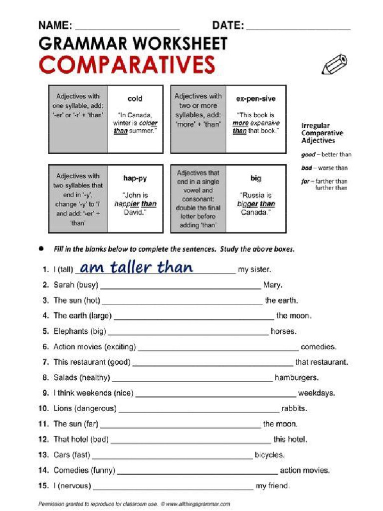 Comparative Worksheets | PDF