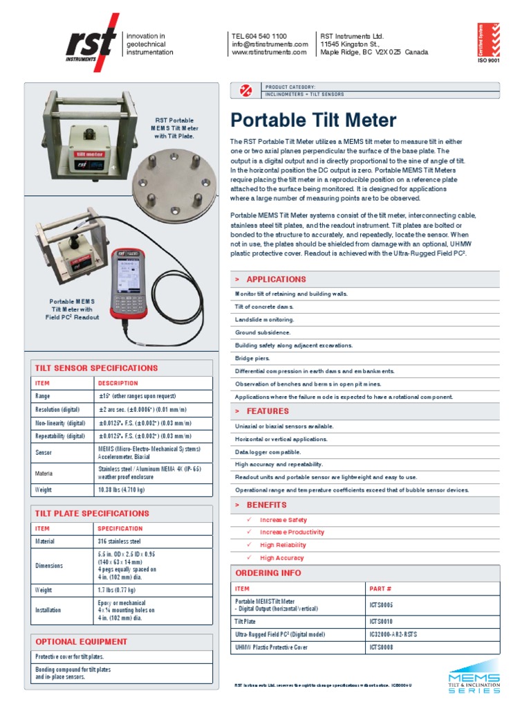 RST Portable MEMS Tilt Meter With Tilt Plate | PDF | Materials ...