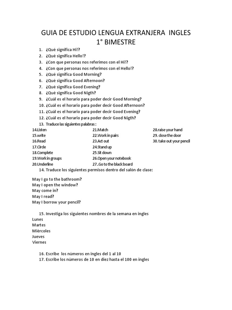 Guia de Estudio Ingles I | PDF | Ocio | Entretenimiento (general)