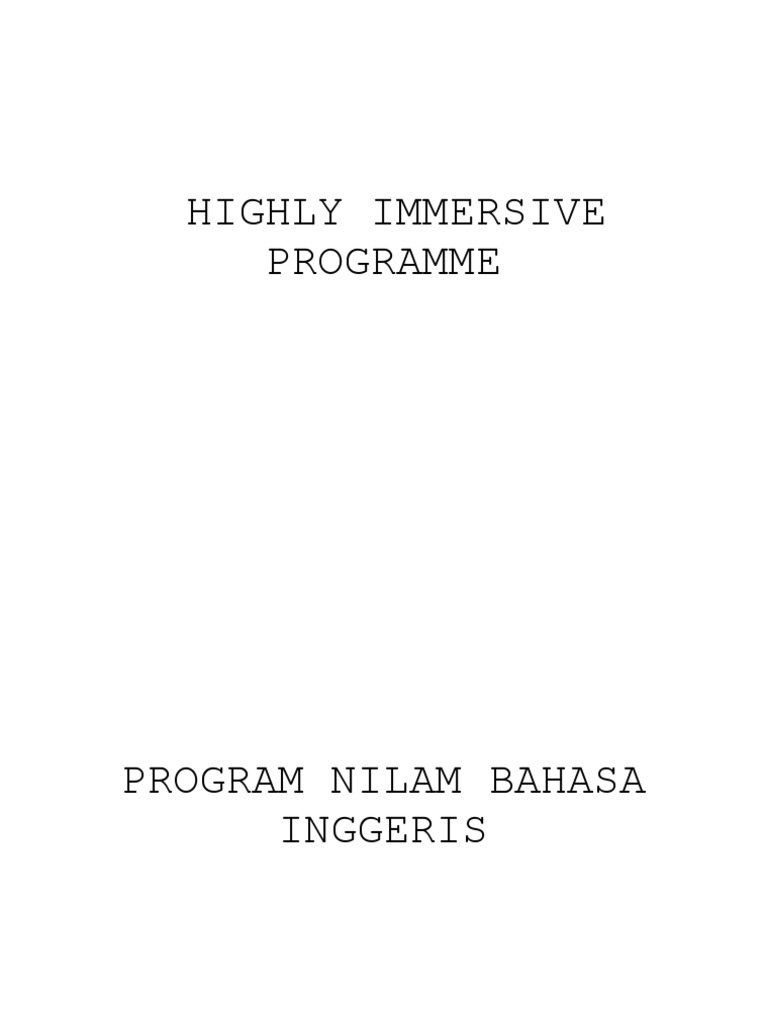 Highly Immersive English Program | PDF