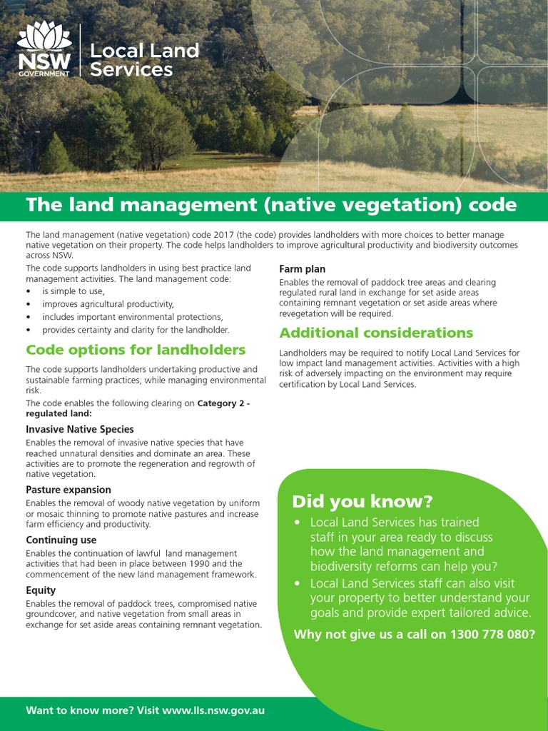 The Land Management (Native Vegetation) Code: Did You Know? | PDF ...