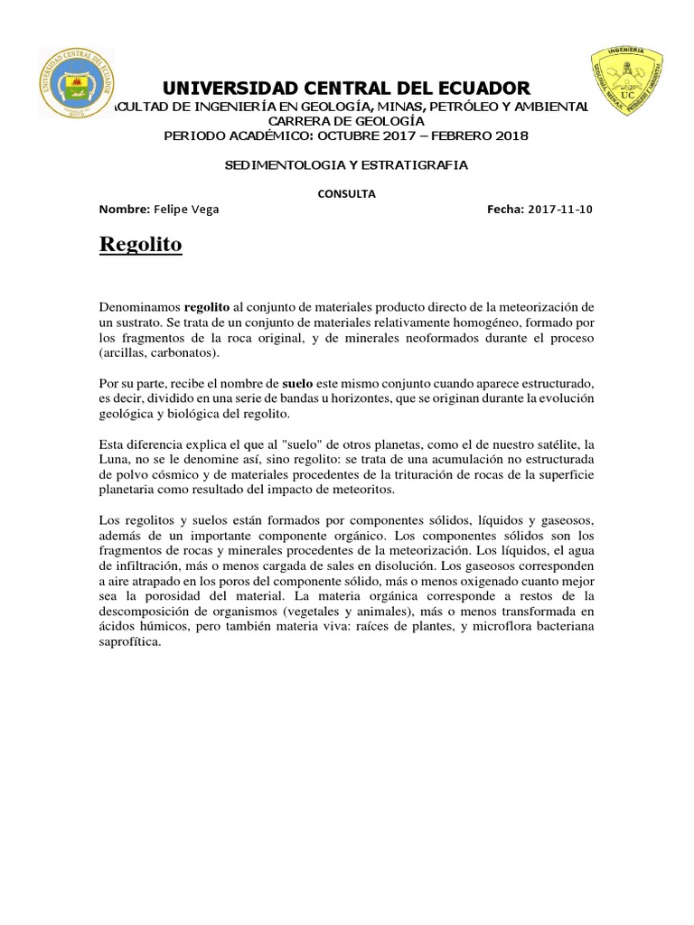 Regolito: Meteorización y Composición | PDF