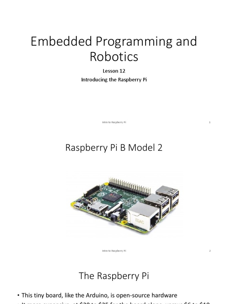 Embedded Programming And Robotics Lesson 12 Introducing The Raspberry Pi Pdf Raspberry Pi