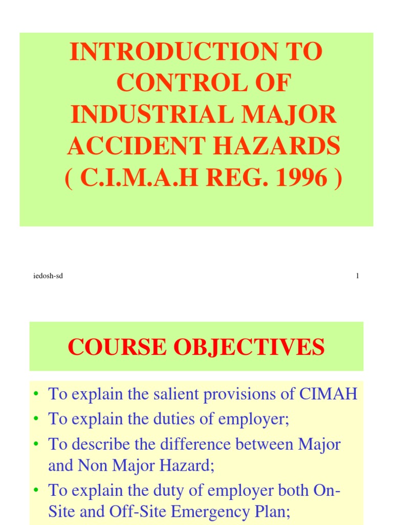 CIMAH Regulations Overview 1996 | PDF | Emergency | Emergency Management