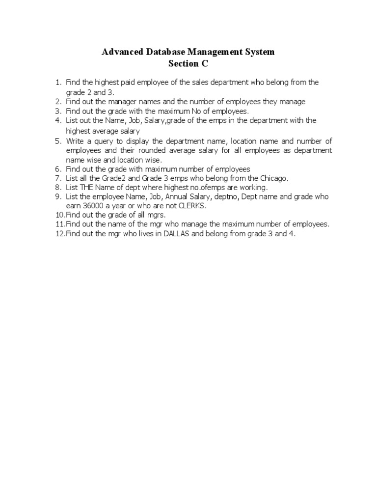 ADBMS Lab Exercise Advanced | PDF ADBMS Lab Exercise Advanced | PDF