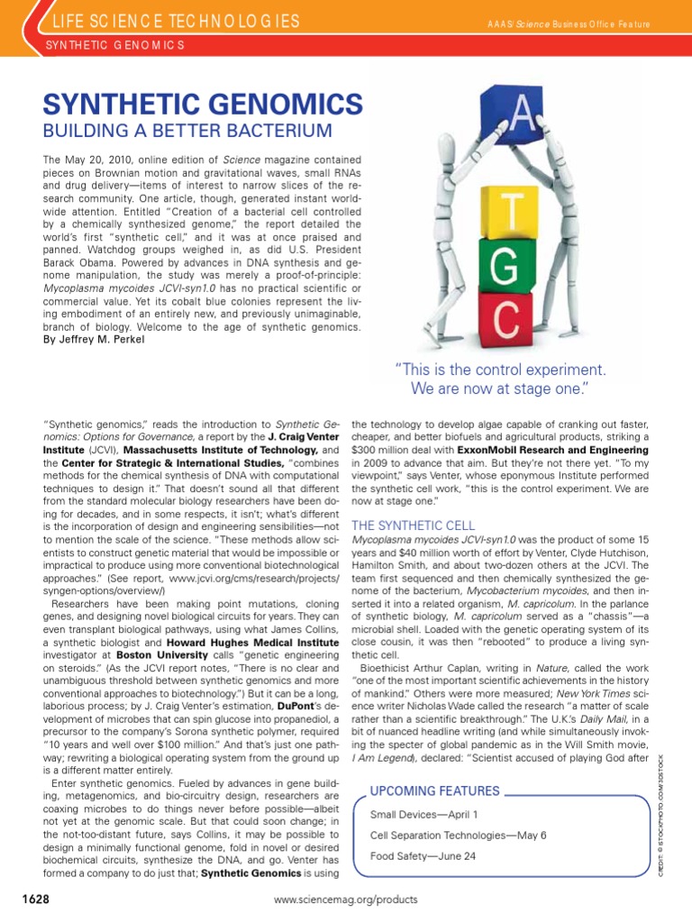 Synthetic Genomics | PDF | Sense (Molecular Biology) | Genomics