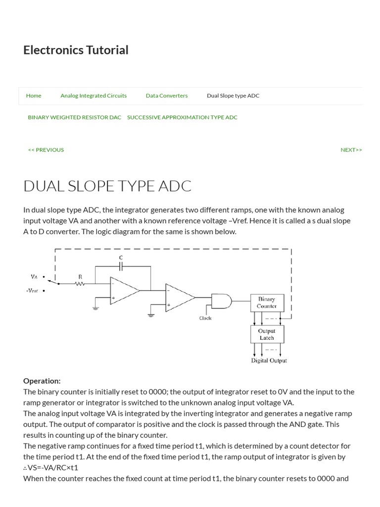 Dual Slope ADC | PDF | Analog To Digital Converter | Electrical Circuits