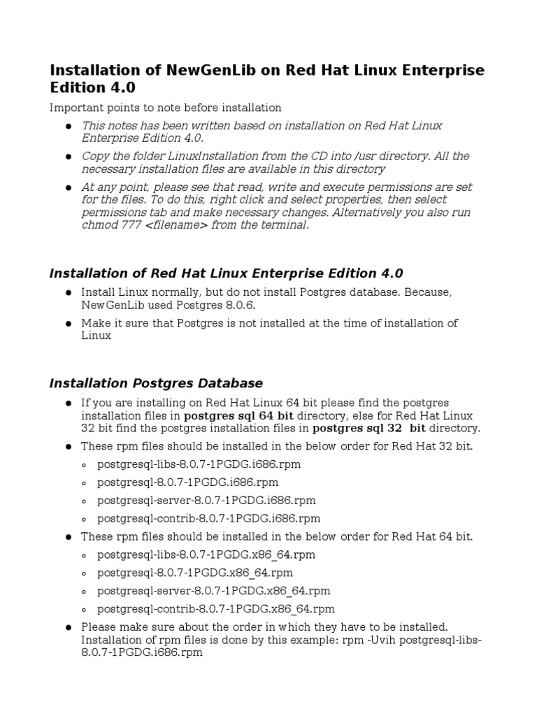 Linux Installation | PDF | Postgre Sql | Directory (Computing)
