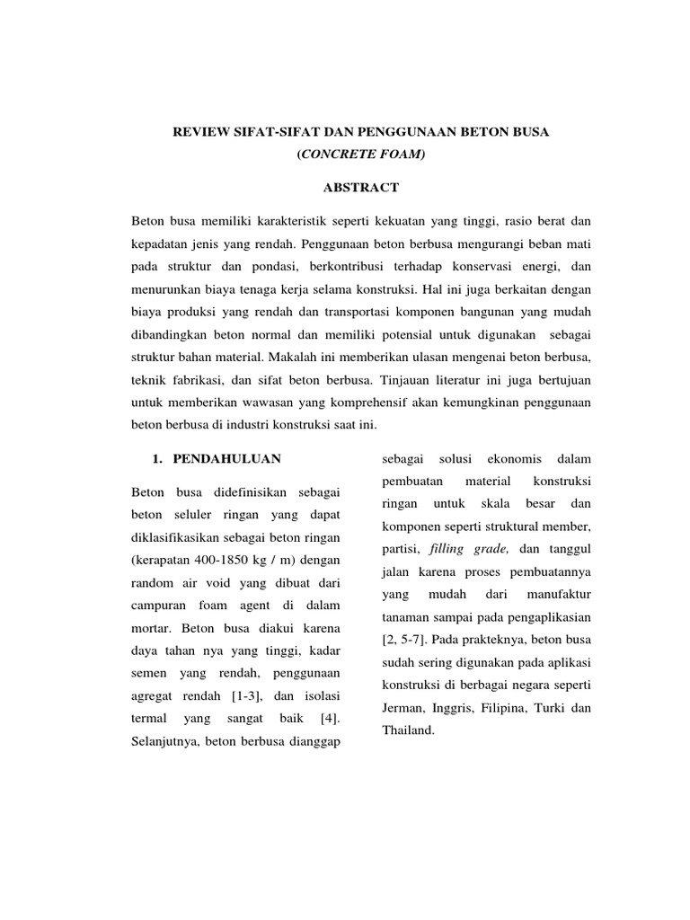Beton Busa untuk Konstruksi | PDF