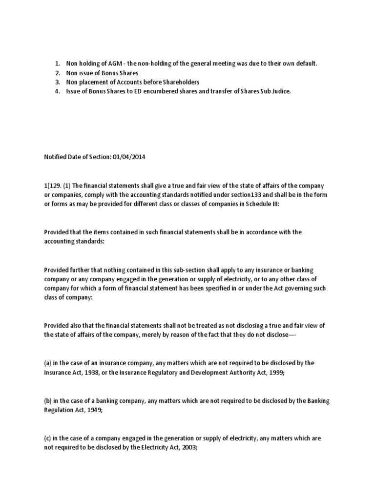 Non Holding of AGM | Subsidiary | Financial Statement