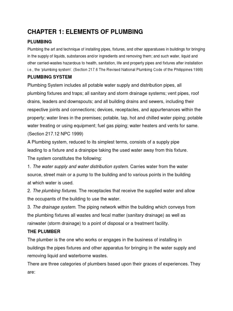 Elements of Plumbing | Download Free PDF | Plumbing | Drinking Water