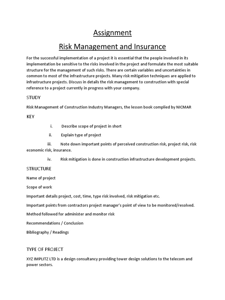 Assignment-Risk Management and Insurance | PDF | Risk Management | Risk