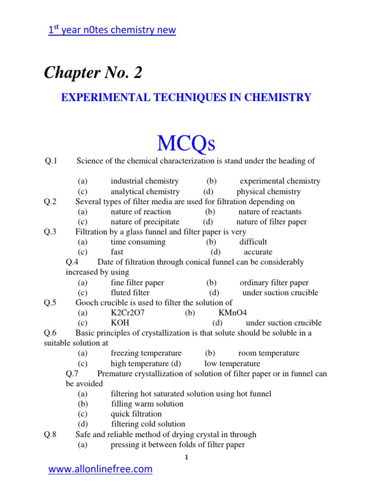152186668 Chemistry Notes Chapter No 2 Experimental Techniques in ...