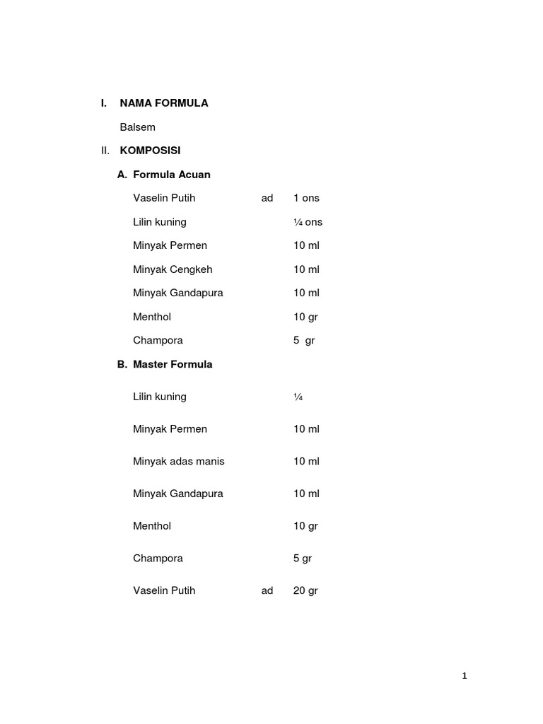 Formula Balsem | PDF