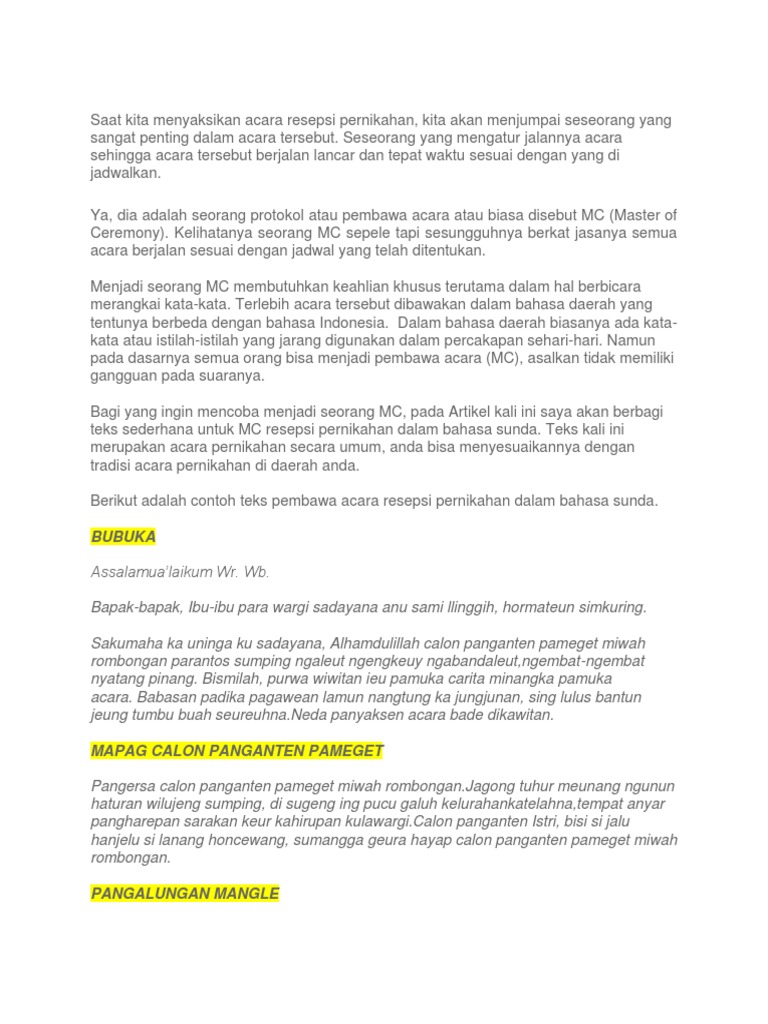 Susunan Text MC Pernikahan | PDF