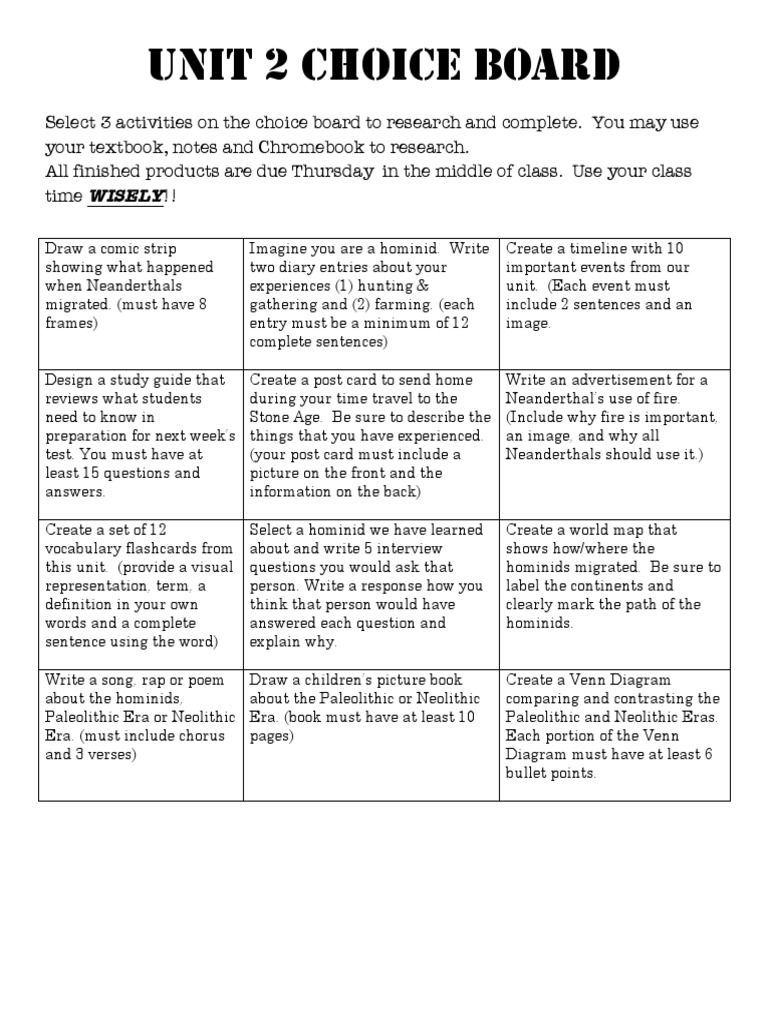 Choice Boards | Download Free PDF | Renaissance | Civilization