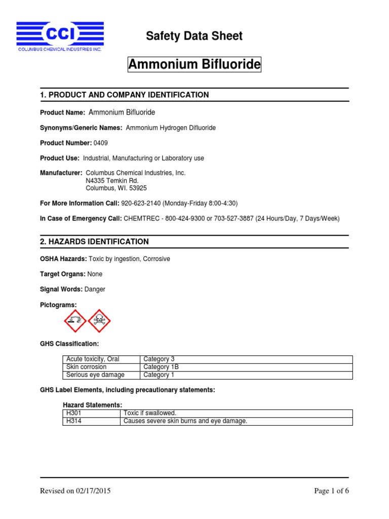 Ammonium Bifluoride - SDS | Toxicity | Safety