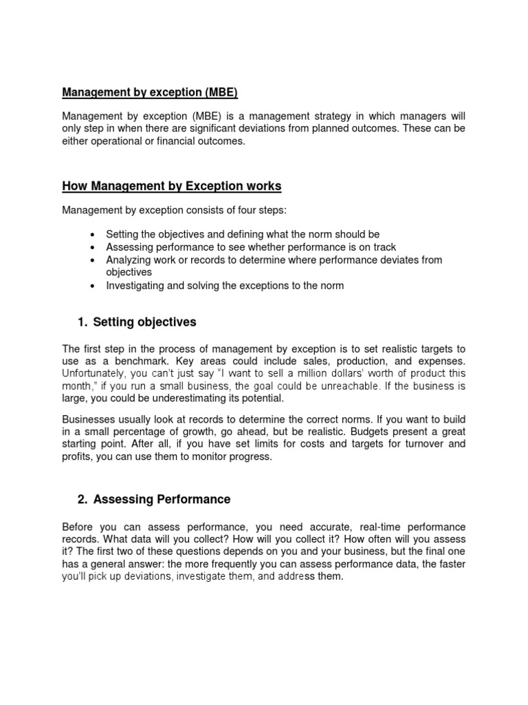 An Overview of the Four Step Management by Exception Process | PDF ...