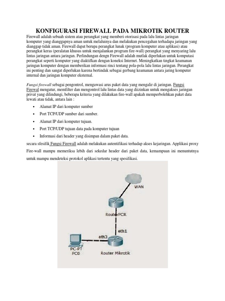 Konfigurasi Firewall Pada Mikrotik | PDF