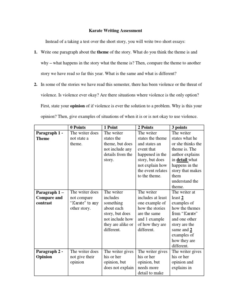 Karate Writing Assessment | Download Free PDF | Writing | Cognition