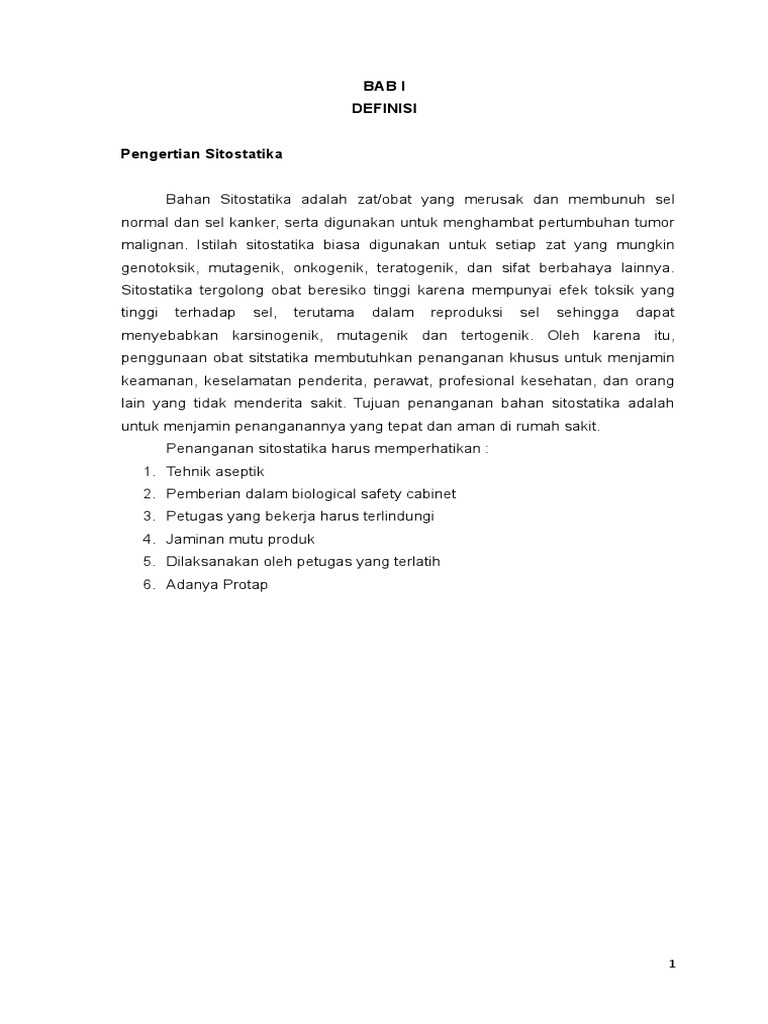 Panduan Penanganan Obat Sitostatika | PDF