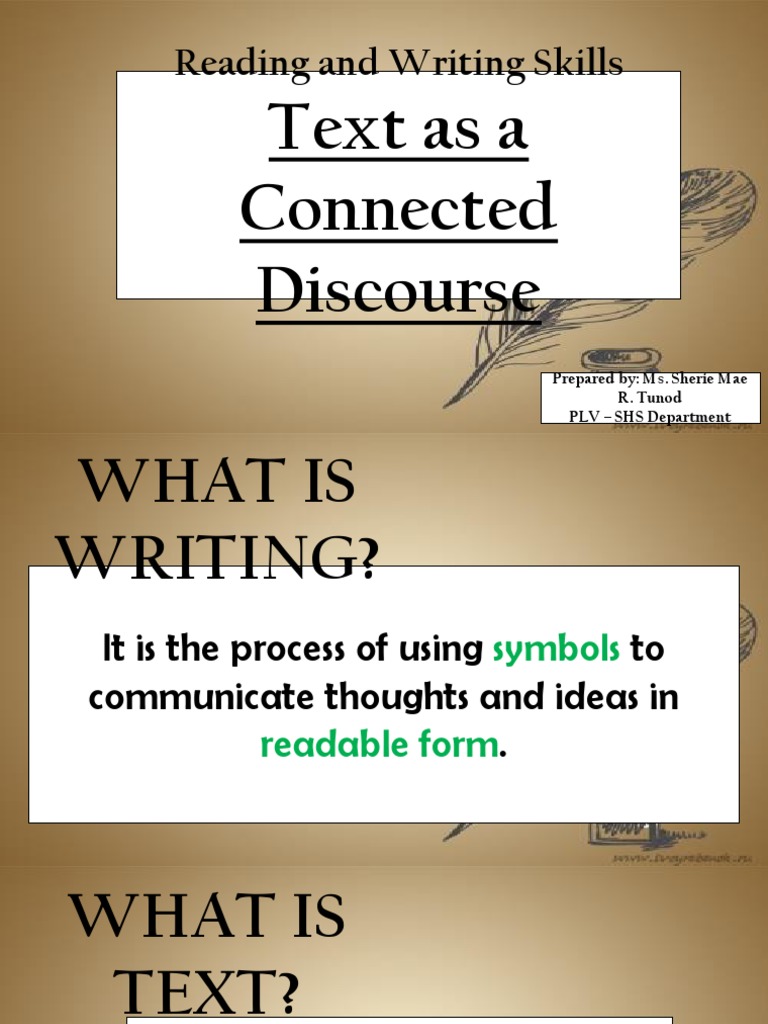 Reading and Writing Skills: Text As A Connected Discourse | PDF | Poetry | Narrative