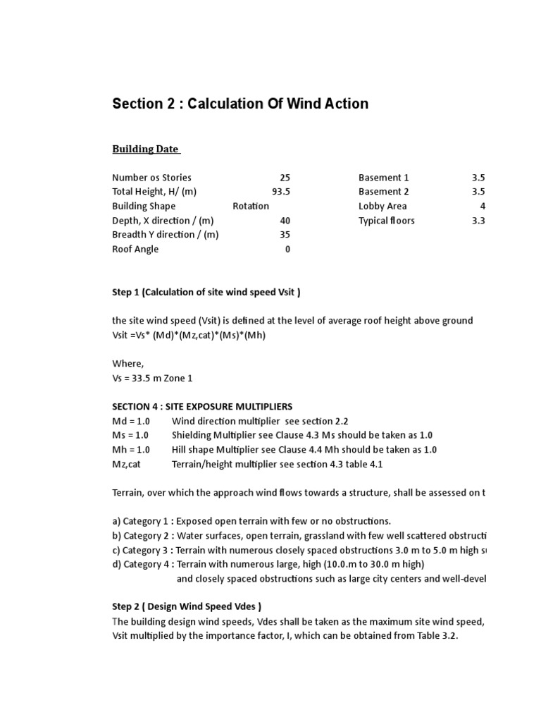 Ms Wind Calculations | PDF | Wound | Windward And Leeward
