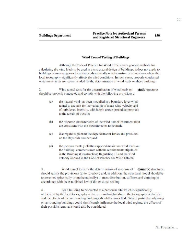 PNAP 150 Wind Tunnel Testings of Buildings | PDF