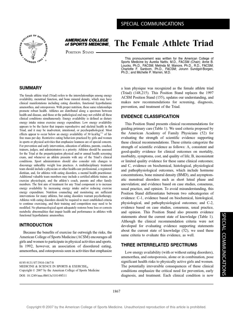 The Female Athlete Triad.26 | PDF | Osteoporosis | Anorexia Nervosa