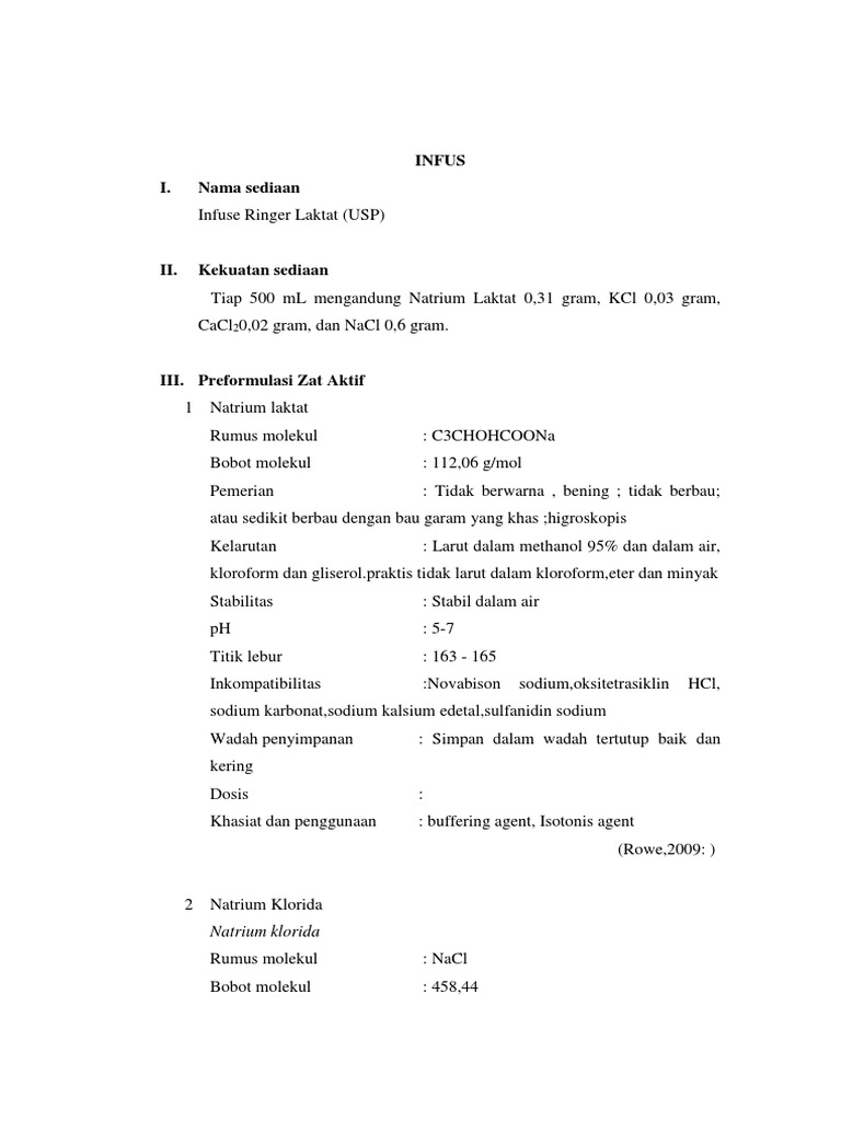 Infuse Ringer Laktat USP | PDF | Sains & Matematika | Teknologi & Rekayasa