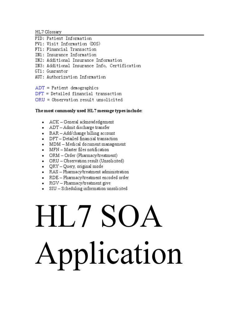 Hl7 Soa Application: ADT DFT ORU | PDF | Information Technology ...