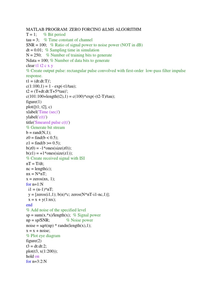 Comparison of Zero Forcing and LMS Adaptive Equalization for ISI Mitigation in Digital ...