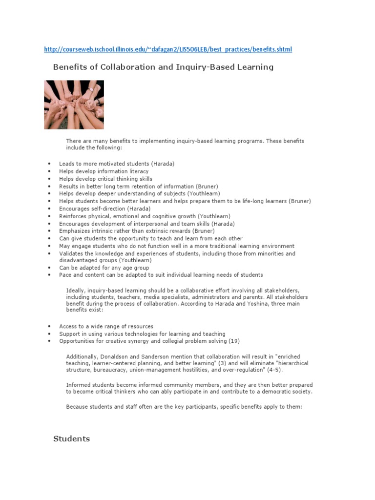 Benefits of Inquiry Based Learning | PDF | Inquiry Based Learning ...