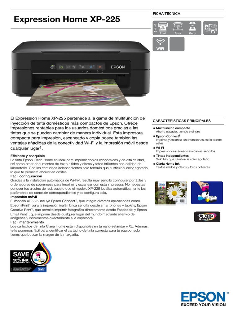 Expression Home XP 225 Ficha Técnica | PDF | Impresora (Computación ...