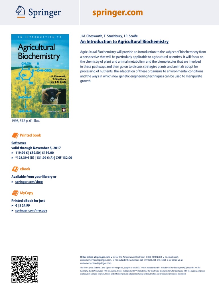 Introduction to Agricultural Biochemistry | PDF