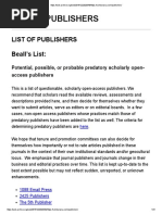 Beall's List of Predatory Journals and Publishers - Publishers | PDF ...