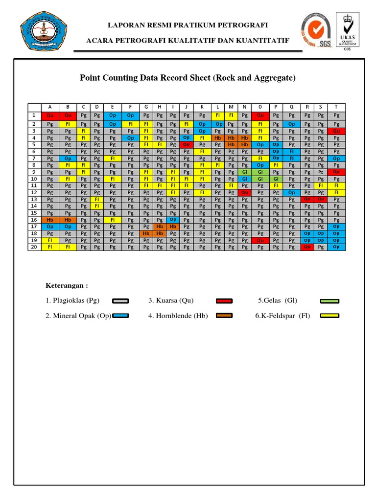 Point Counting Data Record Sheet (Rock and Aggregate) | PDF