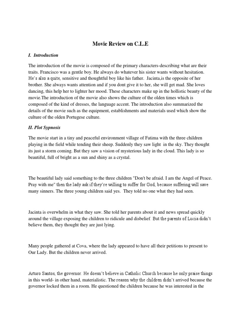 Cle Movie Review | PDF | Our Lady Of Fátima | Religion And Belief