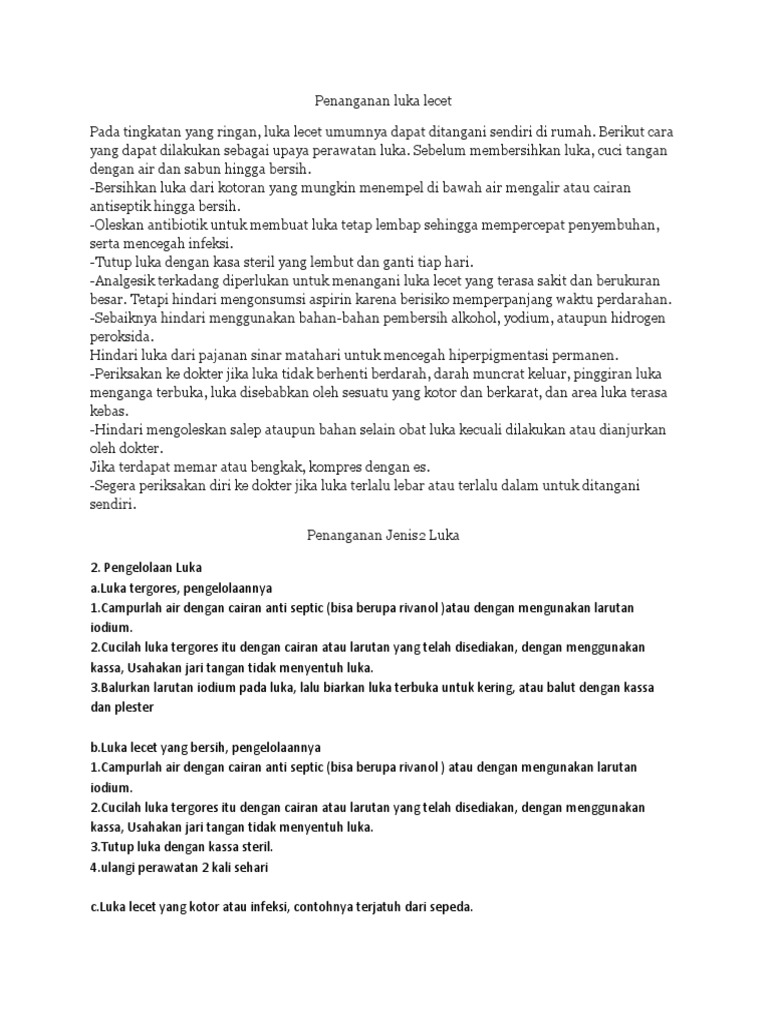 Penanganan Luka Lecet | PDF