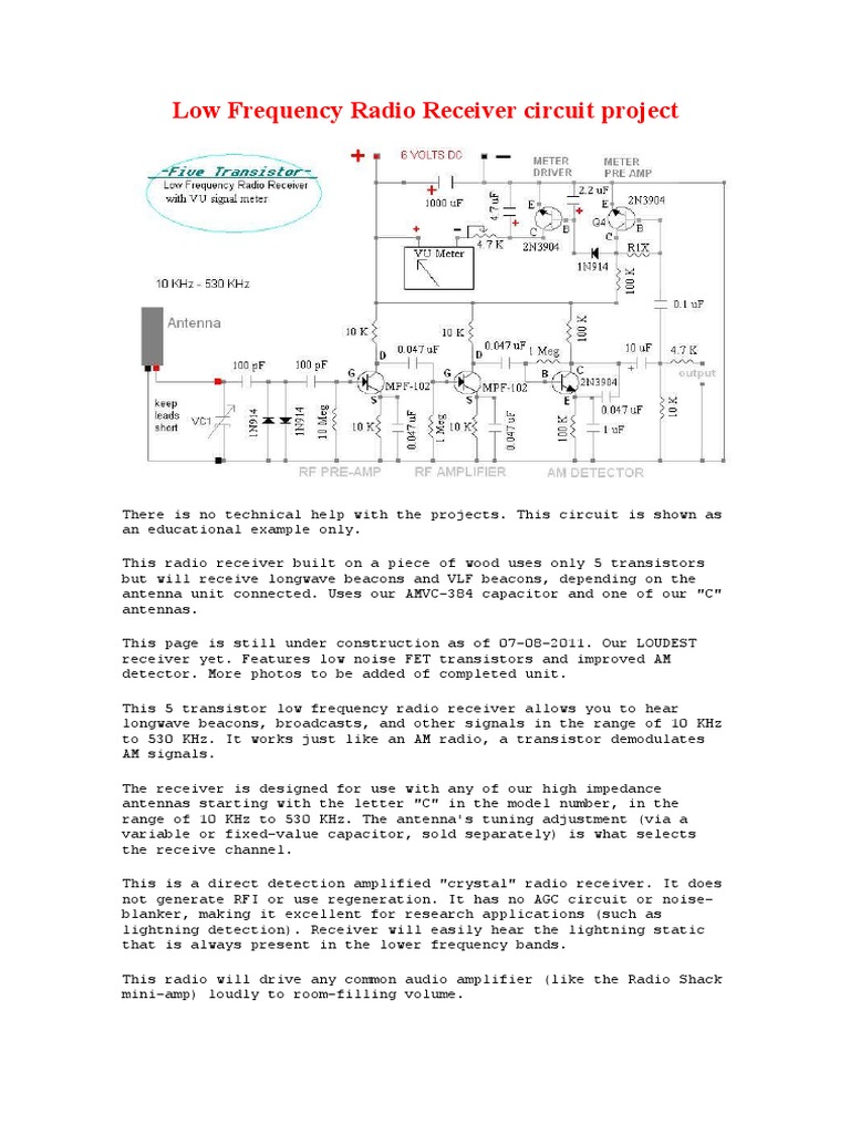Low Frequency Radio Receiver Project | PDF | Amplifier | Detector (Radio)