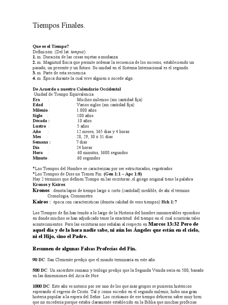 Tiempos Finales | PDF | Hora | Profecía